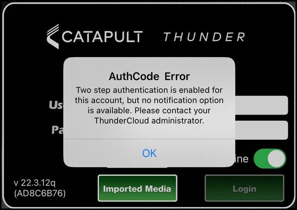 ThunderCloud iOS & WUA Two Factor Authentication – Catapult Thunder Support