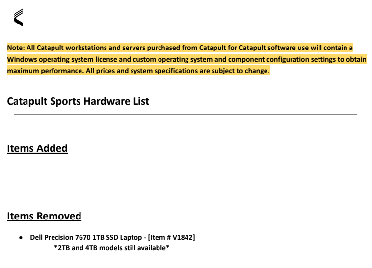 Qualified Hardware – Catapult Thunder Support