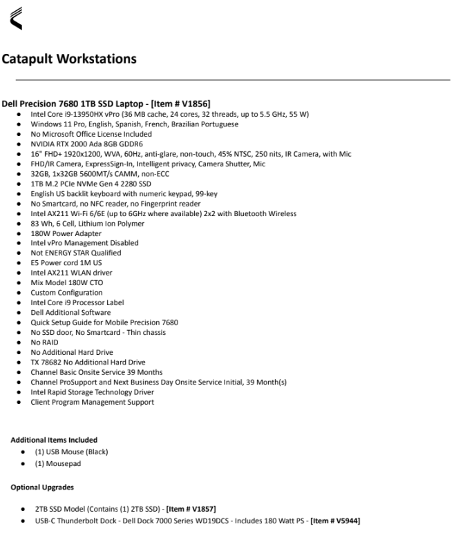 Qualified Hardware – Catapult Thunder Support